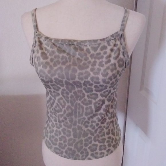 Rosh Product | Tops | Rosh Product Cami Top Green Cream Vintage Leopard Print Size Xs | Poshmark